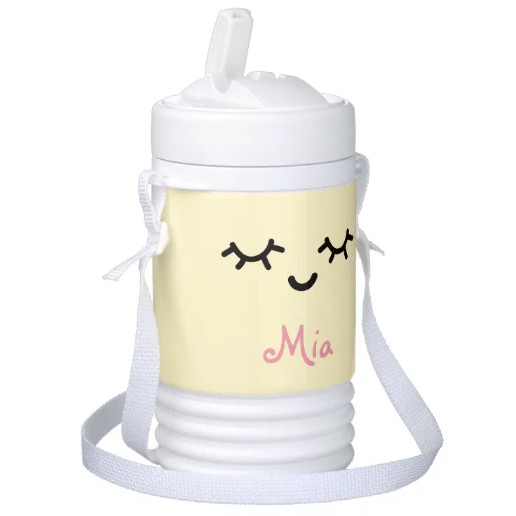 Personalized with name Cute sleepy eyes Beverage Cooler | Zazzle