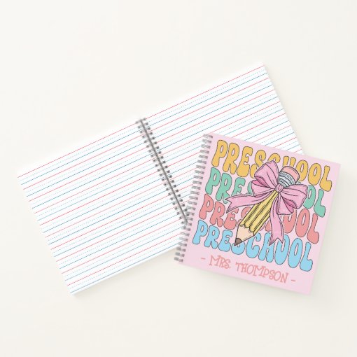 Personalized With Name Preschool Teacher Custom Notebook | Zazzle