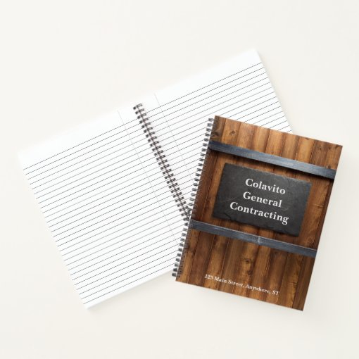 Personalized Wood & Slate Construction Notebook | Zazzle