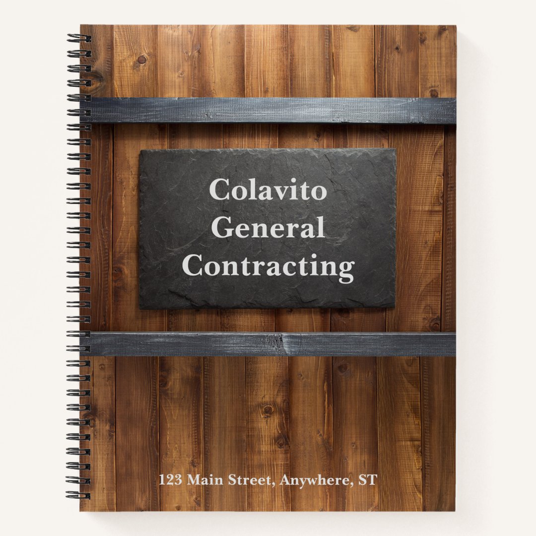 Personalized Wood & Slate Construction Notebook | Zazzle