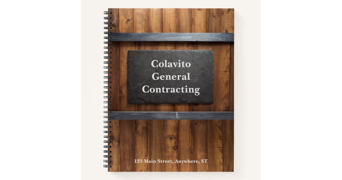 Personalized Wood & Slate Construction Notebook | Zazzle