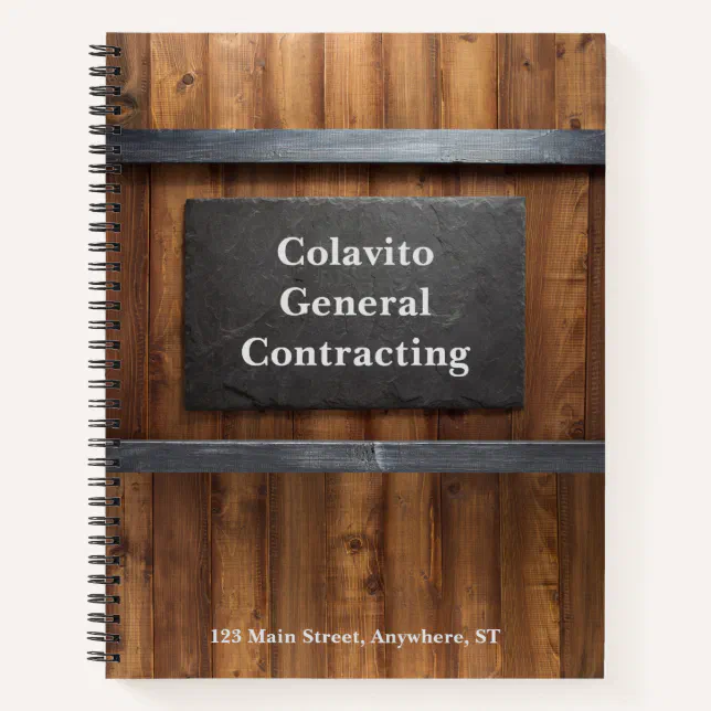 Personalized Wood & Slate Construction Notebook | Zazzle