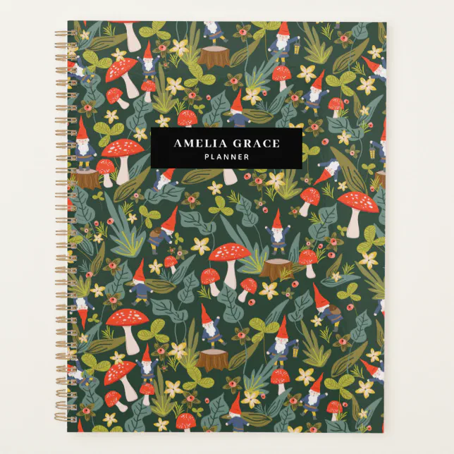 Personalized Woodland Gnomes Planner | Zazzle