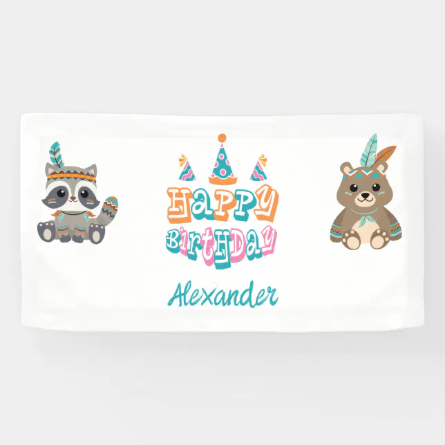 Personalized Woodland "Happy Birthday" Banner | Zazzle