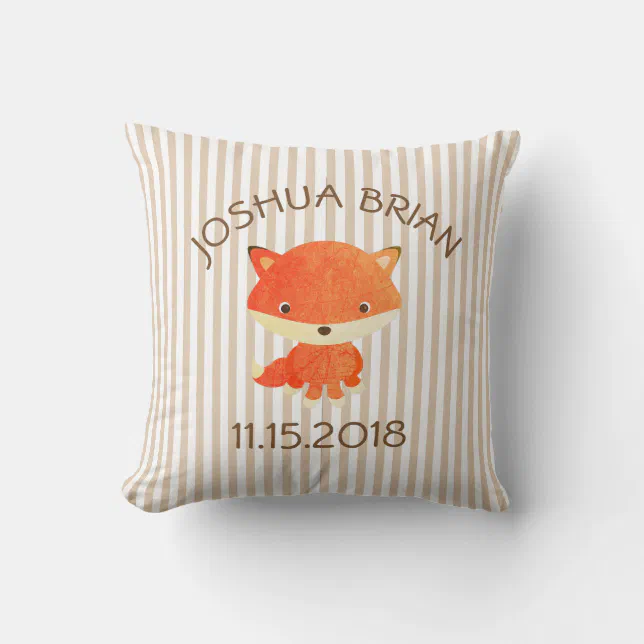 Personalized Woodlands Animals Fox Throw Pillow | Zazzle