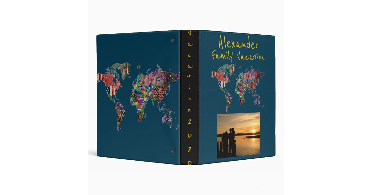 Personalized World Map Vacation Binder | Zazzle