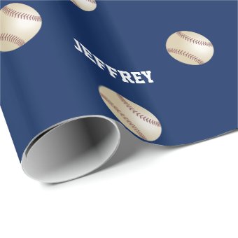 Personalized Wrapping Paper, Baseball, Blue Wrapping Paper | Zazzle