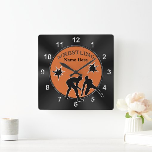 Personalized Wrestling Bedroom Decor, CLOCK | Zazzle