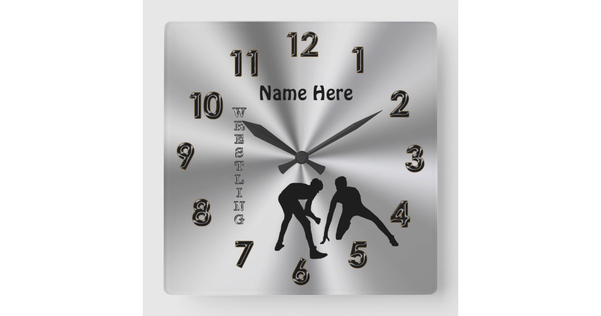 Personalized Wrestling Clocks with His NAME | Zazzle