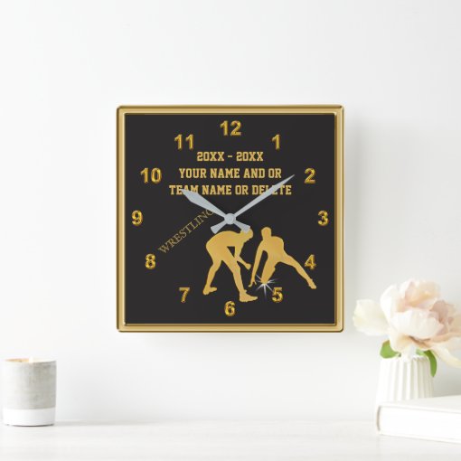 Personalized Wrestling Clocks Your TEXT and COLORS | Zazzle
