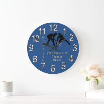 PERSONALIZED Wrestling Clocks Your TEXT and COLORS | Zazzle