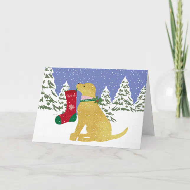Personalized Xmas Yellow Lab Preppy Dog Holiday Card | Zazzle
