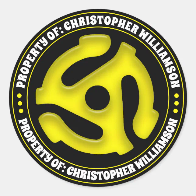 Personalized Yellow 45 Record Insert Classic Round Sticker | Zazzle