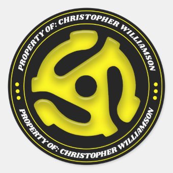 Personalized Yellow 45 Record Insert Classic Round Sticker | Zazzle