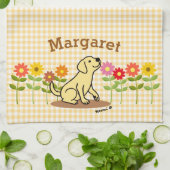 Personalized Yellow Labrador and Many Flowers Kitchen Towel | Zazzle