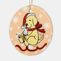 Personalized Yellow Labrador Cartoon Christmas Ceramic Ornament | Zazzle