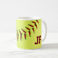 Personalized yellow softball ball coffee mug | Zazzle