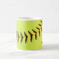 Personalized yellow softball ball coffee mug | Zazzle