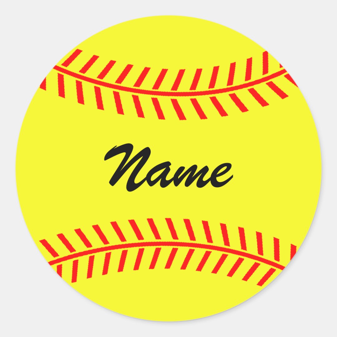 Personalized yellow softball stickers | Zazzle