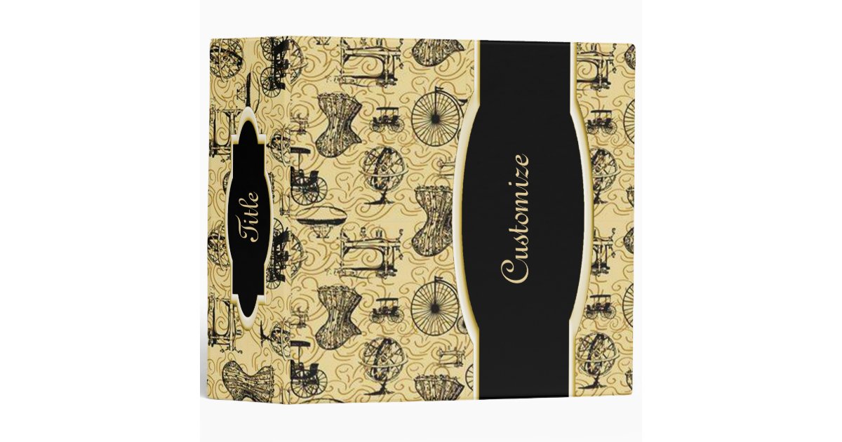 Personalized Yellow Steampunk Pattern Binder | Zazzle