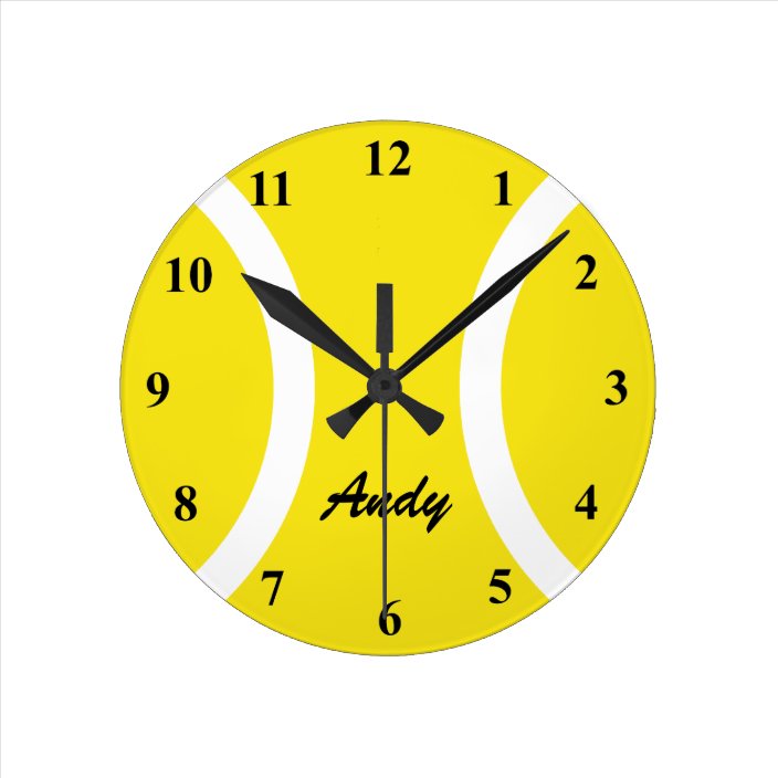 Personalized yellow tennis ball wall clock | Zazzle.com