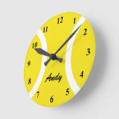 Personalized yellow tennis ball wall clock | Zazzle
