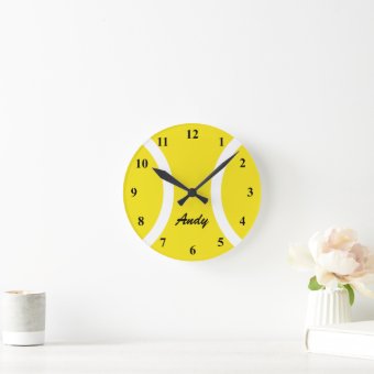 Personalized yellow tennis ball wall clock | Zazzle