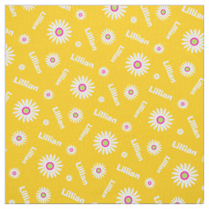 Pink and White Daisies Pattern Fabric | Zazzle.com