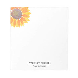 Personalized Yoga Instructor Sunflower Notepad | Zazzle