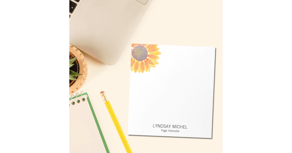 Personalized Yoga Instructor Sunflower Notepad | Zazzle