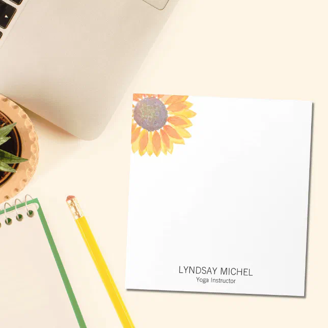 Personalized Yoga Instructor Sunflower Notepad | Zazzle