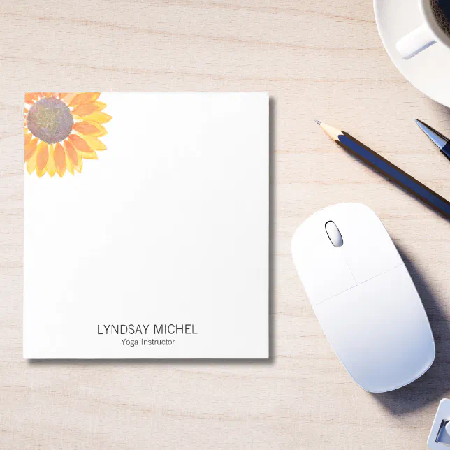 Personalized Yoga Instructor Sunflower Notepad | Zazzle