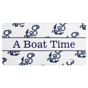 Personalized Your Boat Name Nautical Navy Anchor License Plate | Zazzle