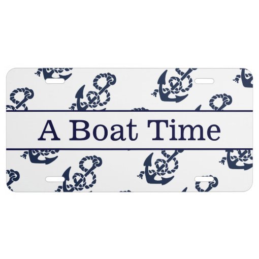 Personalized Your Boat Name Nautical Navy Anchor License Plate | Zazzle