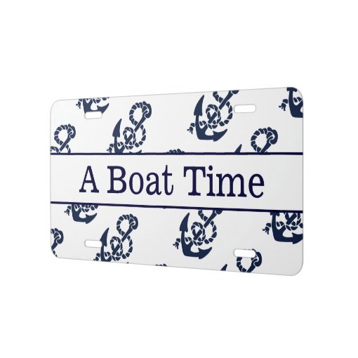 Personalized Your Boat Name Nautical Navy Anchor License Plate | Zazzle
