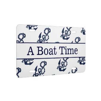 Personalized Your Boat Name Nautical Navy Anchor License Plate | Zazzle