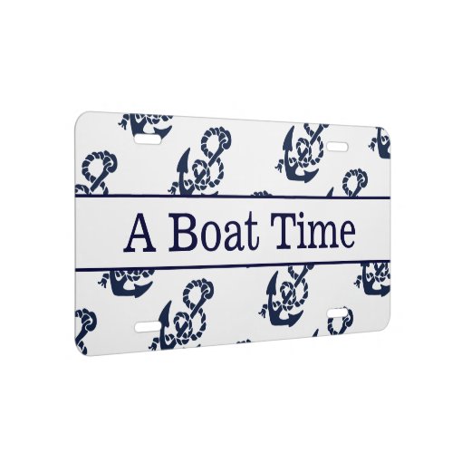 Personalized Your Boat Name Nautical Navy Anchor License Plate | Zazzle