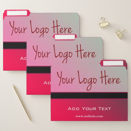 Personalized Your Logo Text Set of File Folders | Zazzle