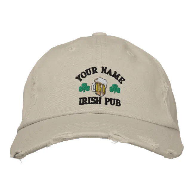 Personalized Your Name Irish Pub Embroidered Hat | Zazzle