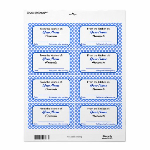 Personalized Your Name Kitchen Labels Blue Dots | Zazzle