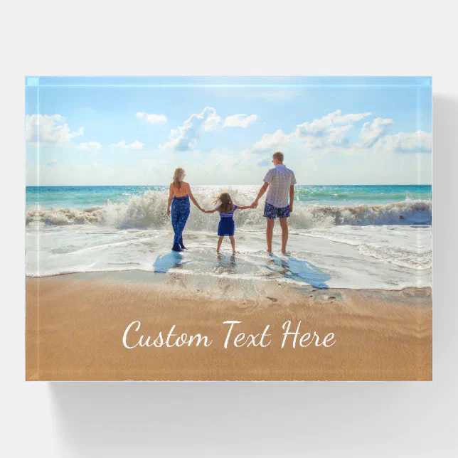 Personalized Your Photo Paperweight Custom Text | Zazzle
