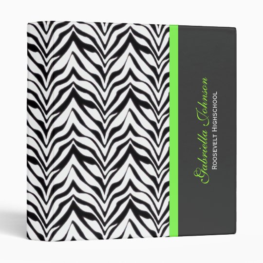Personalized Zebra Trimmed Binder | Zazzle.com