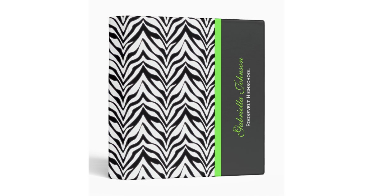 Personalized Zebra Trimmed Binder | Zazzle