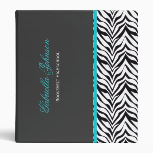 Personalized Zebra Trimmed Binder | Zazzle