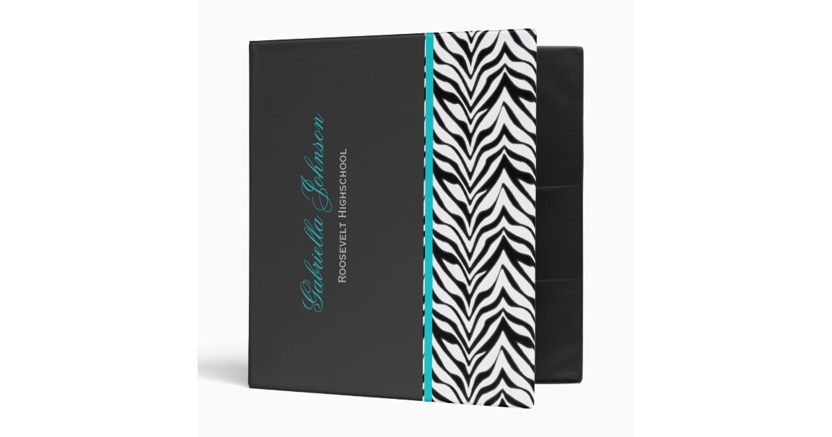 Personalized Zebra Trimmed Binder | Zazzle