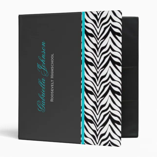 Personalized Zebra Trimmed Binder | Zazzle