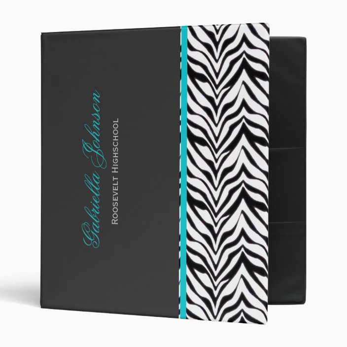 Personalized Zebra Trimmed Binder | Zazzle.com