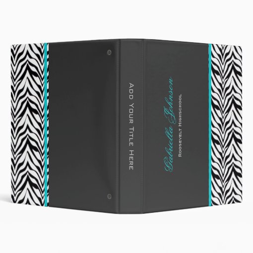 Personalized Zebra Trimmed Binder | Zazzle