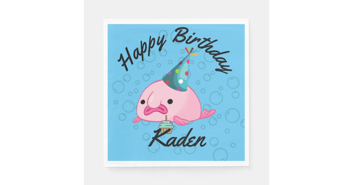 PersonalizedParty on Birthday Blobfish Paper Plate Napkins | Zazzle