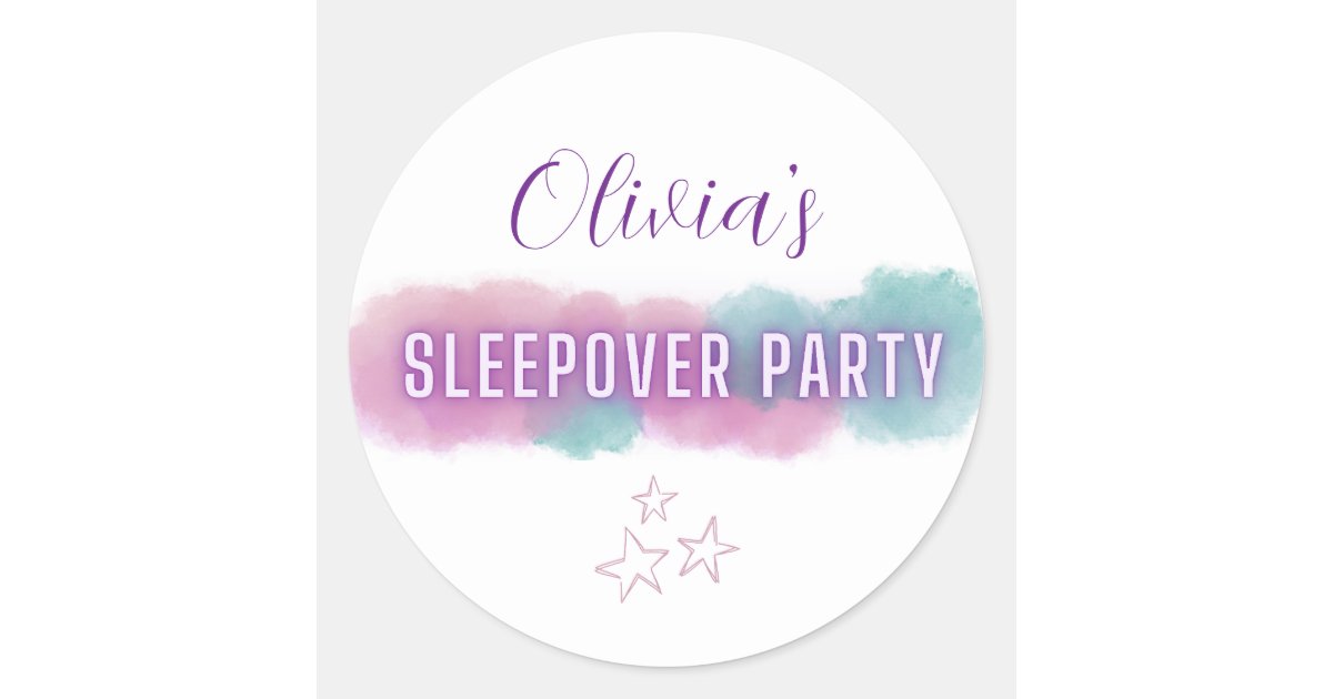 Personzalised Sleepover Party Classic Round Sticker | Zazzle